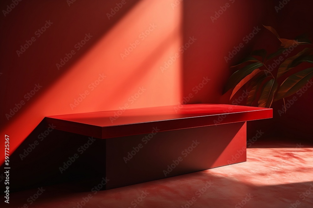 Empty red table counter with modern design, AI generated Stock ...