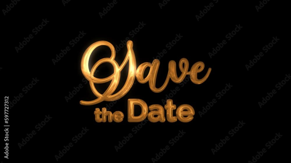 Save the date animated. Handwritten text of Save and text of the date ...