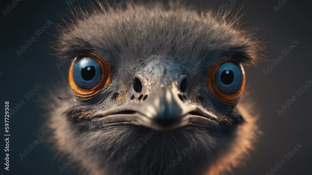 Closer look of the long beak of the bird with the big round eyes AI ...