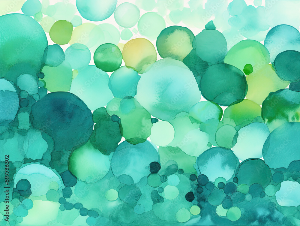 Pastel cyan mint liquid marble watercolor background with white lines ...