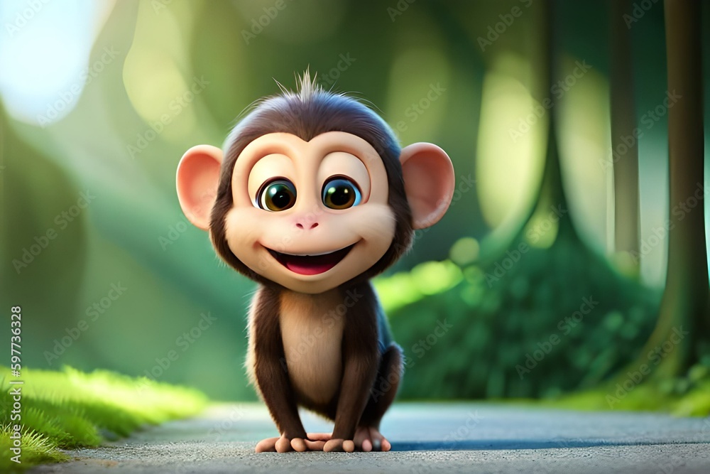 cartoon laughing monkey, Generative AI Stock Illustration | Adobe Stock