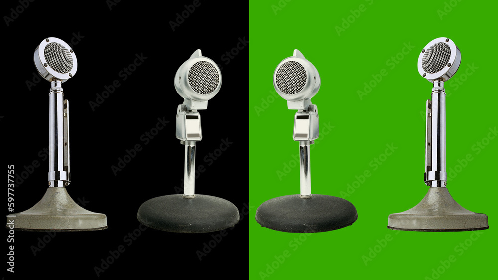 vintage wireless microphone greenscreen overlay 4K stills Stock ...