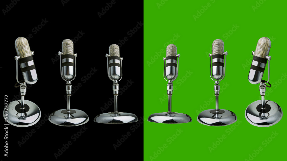 vintage wireless microphone greenscreen overlay 4K stills Stock ...