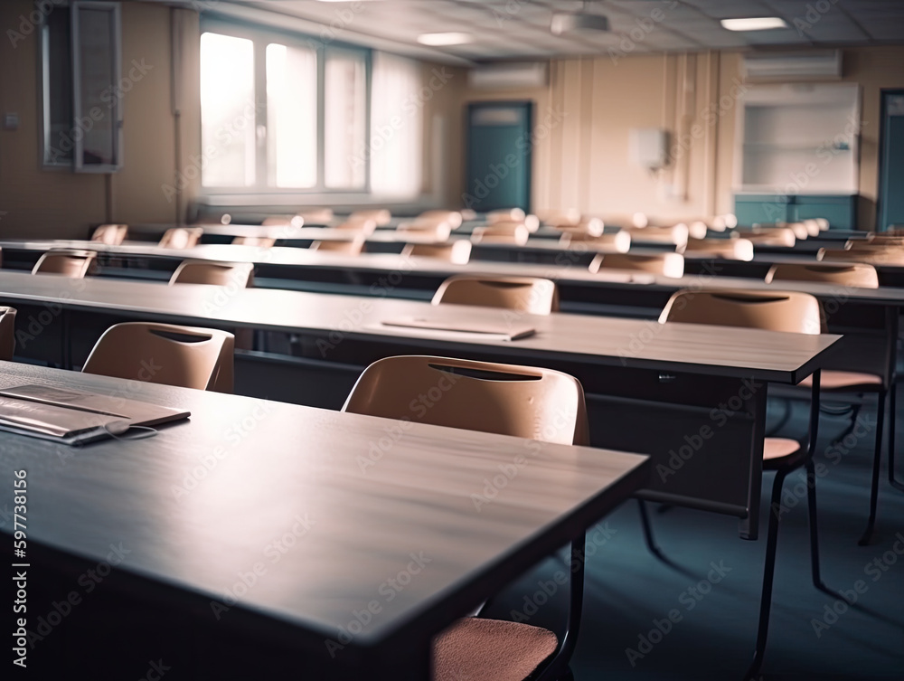 Blur classroom education background empty school class lecture room ...