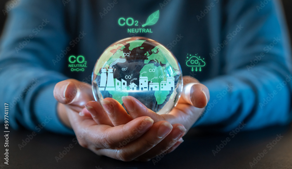 Hand holding global saving clean energy earth, save the world, environment, green, eco friendly ...