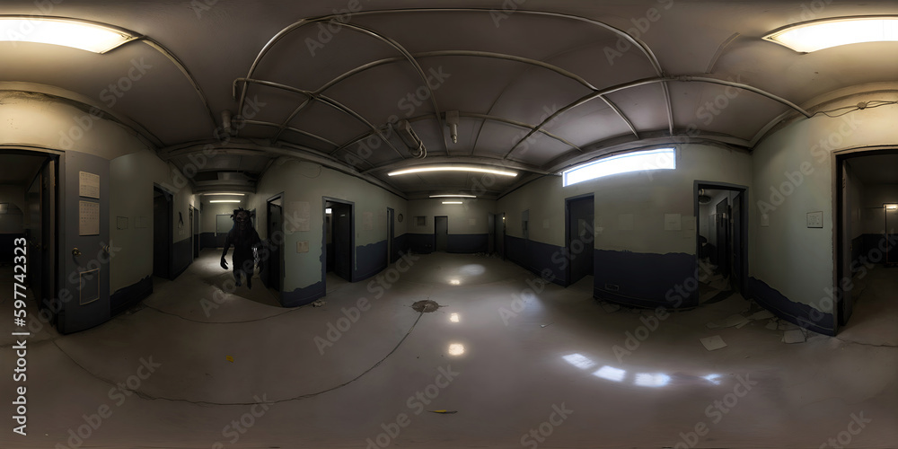 A dark secret lurks in an abandoned mental hospital. Full spherical ...