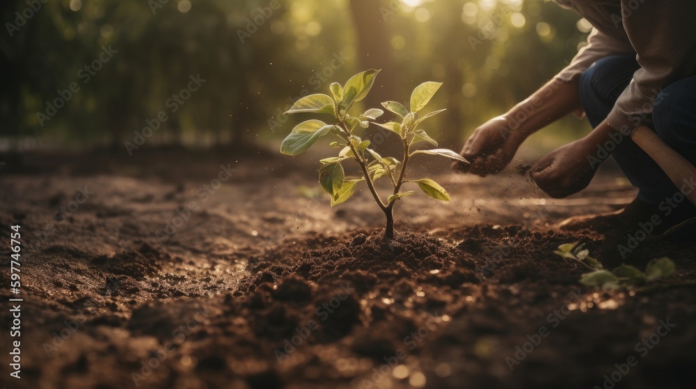 Inspiring image of a person planting a tree, with hope for the future ...