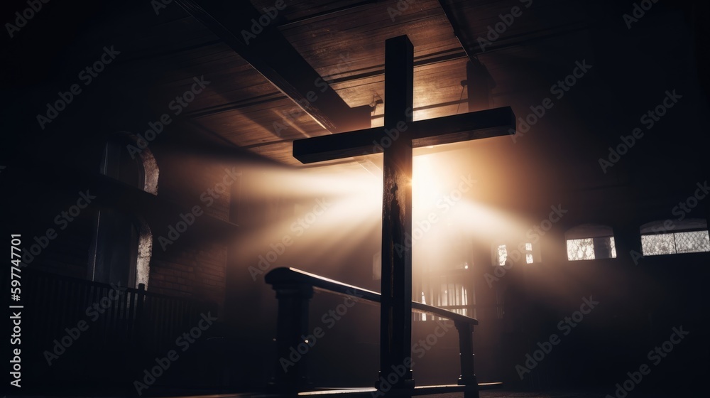 Radiant Light Behind Cross, Spiritual Symbol, Divine Illumination ...