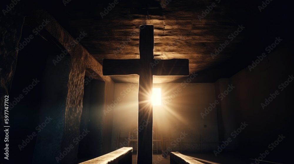 Radiant Light Behind Cross, Spiritual Symbol, Divine Illumination ...