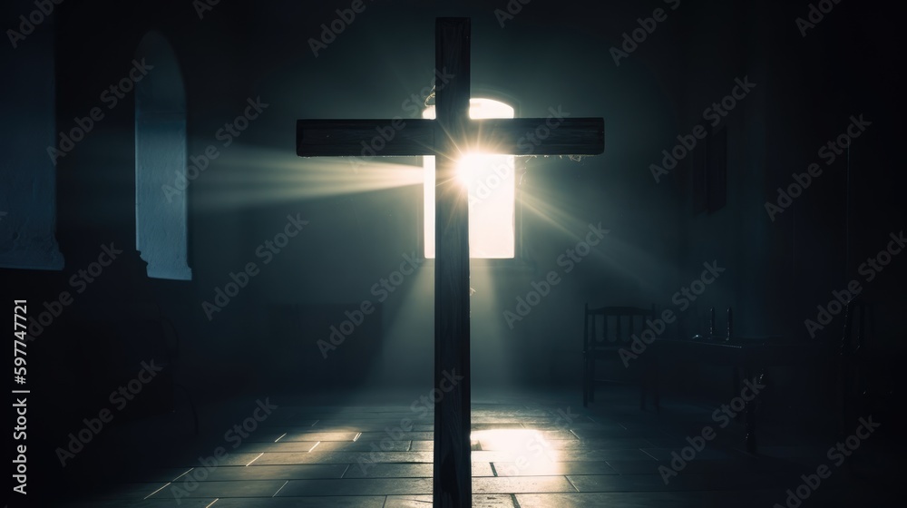 Radiant Light Behind Cross, Spiritual Symbol, Divine Illumination ...
