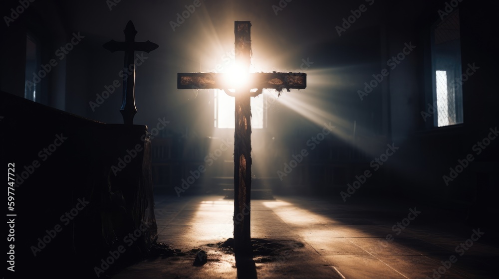Radiant Light Behind Cross, Spiritual Symbol, Divine Illumination ...