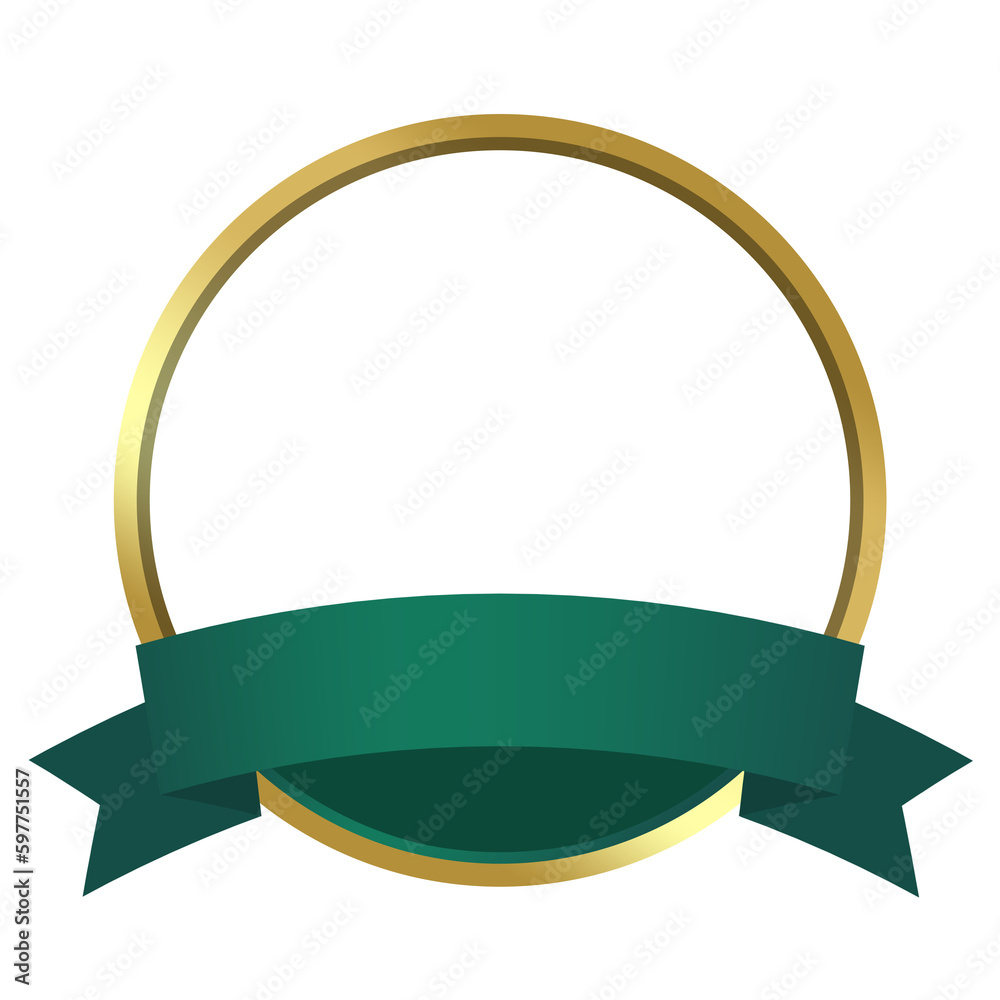 green banner ribbon profile gold circle frame Stock Illustration ...