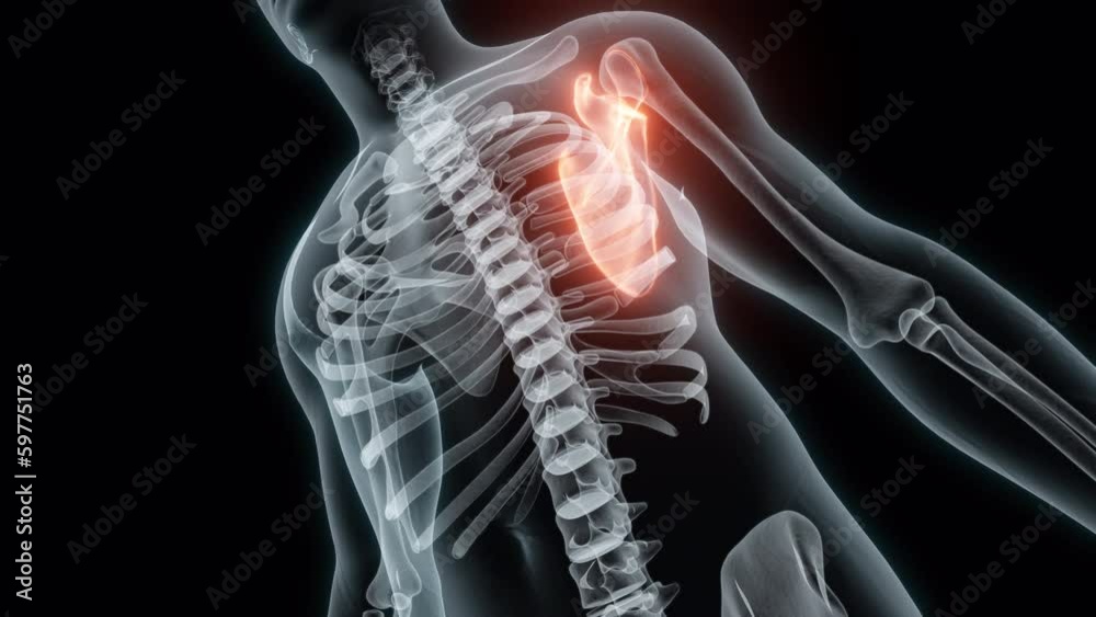 3D Rendering of a Medical Animation of the Scapula. X-ray of the ...
