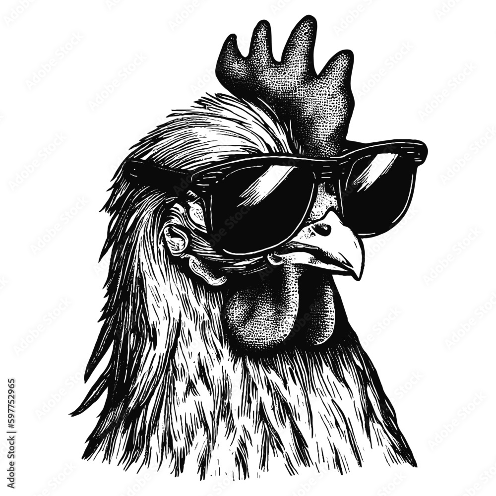 cool chicken wearing sunglasses, hen illustration Stock Vector | Adobe ...