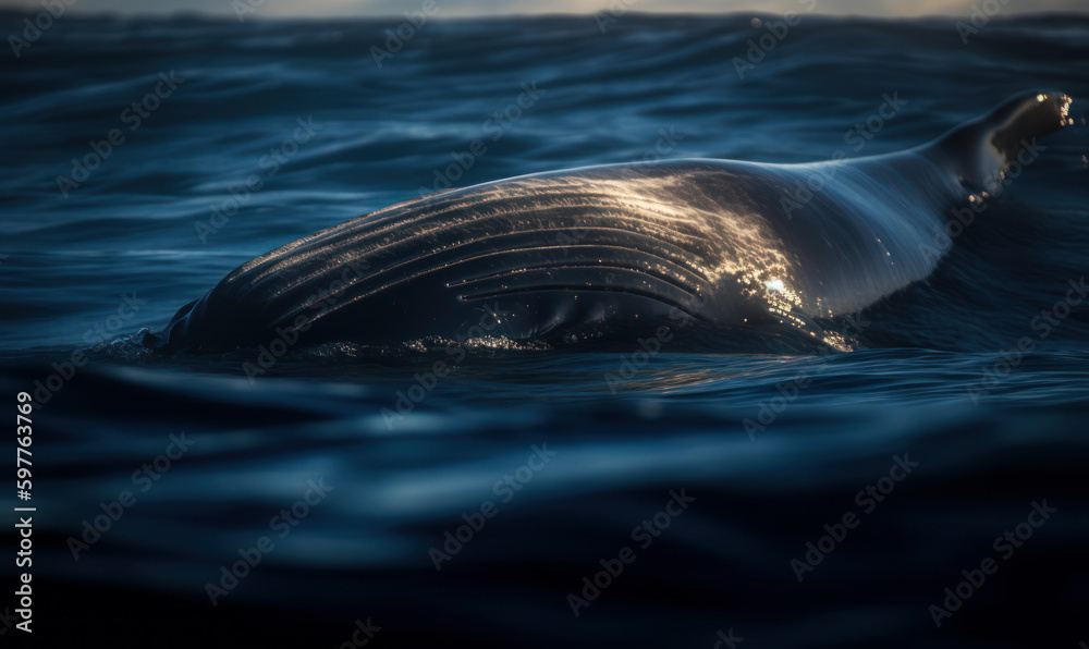 Photo of fin whale captured in stunning detail against a backdrop of ...