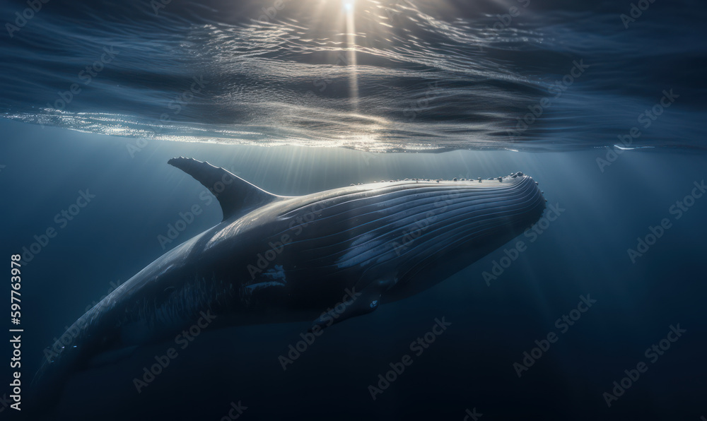 Photo of fin whale captured in stunning detail against a backdrop of ...