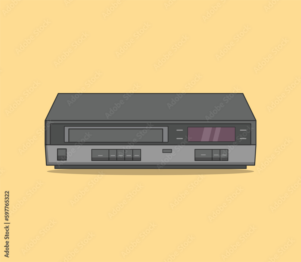 Vetor de retro vintage vcr vhs player minimalist illustration flat ...