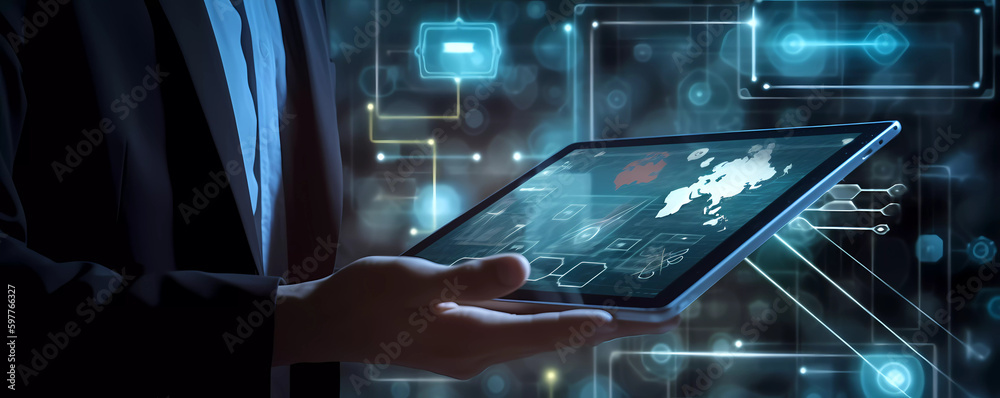 Digital technology, internet network connection, big data, digital ...