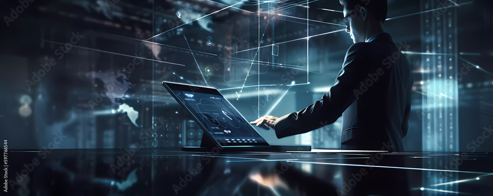 Digital technology, internet network connection, big data, digital ...