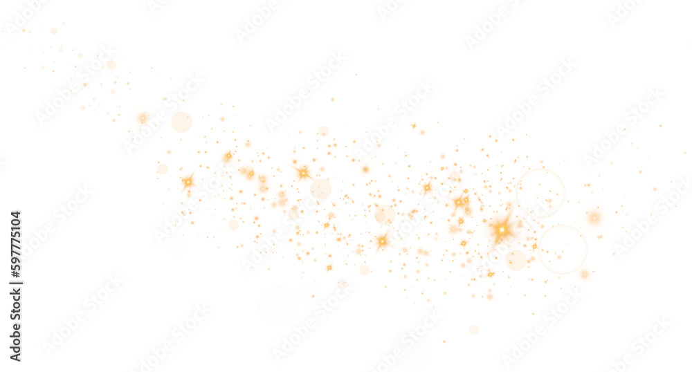 Golden glitter wave abstract illustration. Gold star dust trail sparkling particles isolated on ...