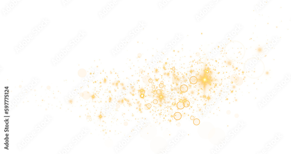 Golden glitter wave abstract illustration. Gold star dust trail sparkling particles isolated on ...