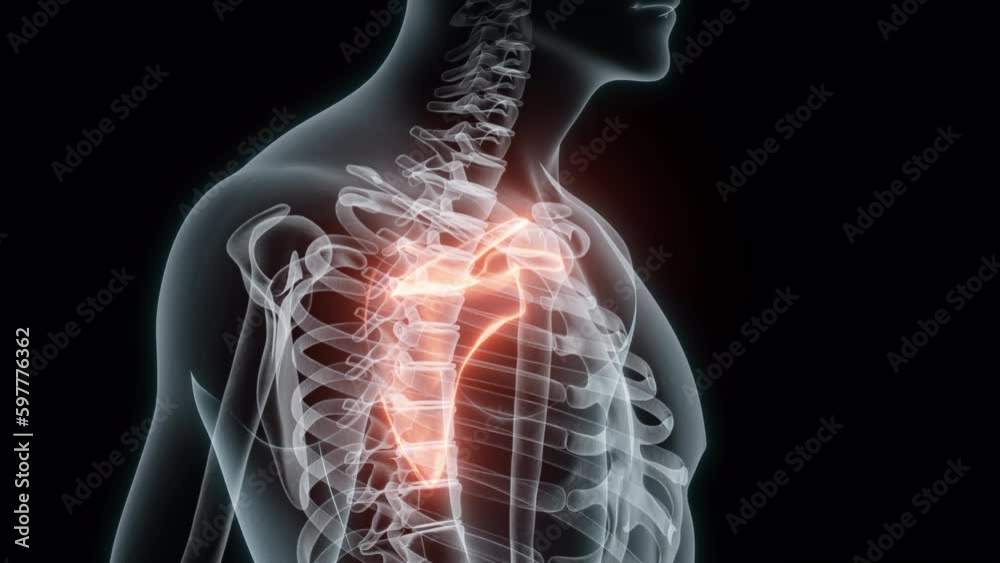 3D Rendering of a Medical Animation of the Scapula. X-ray of the ...