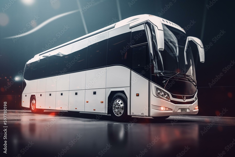 Modern white tour bus illustration with transparent background ...