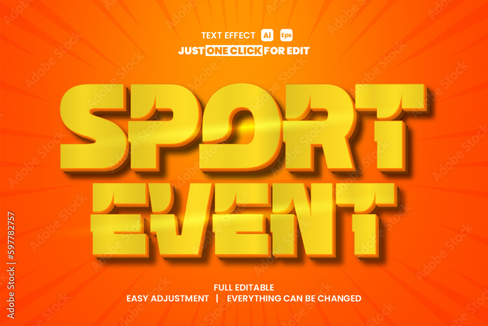 Vector sport event day text effect, editable modern easy to edit ...