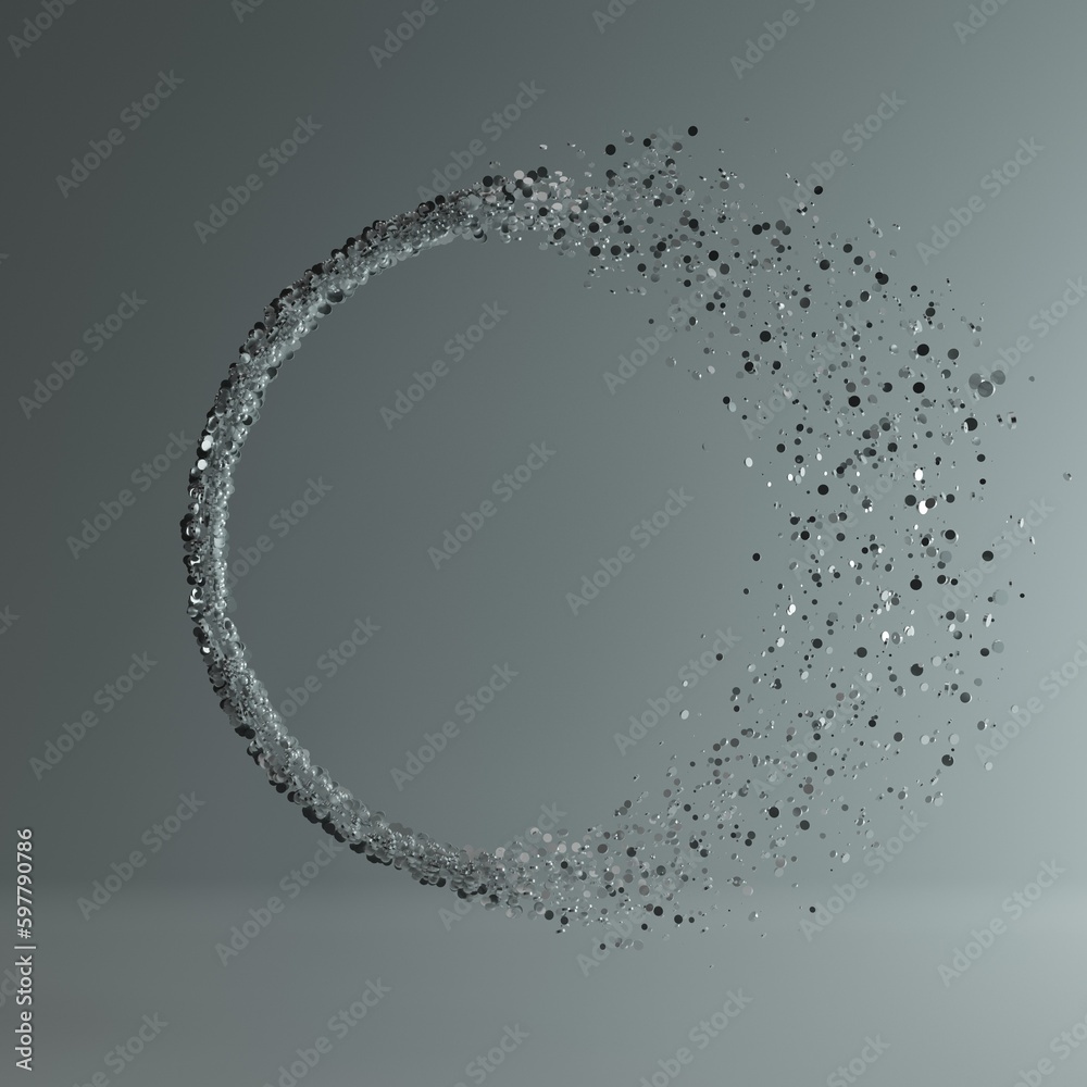 Sparkling Minimalistic stage frame realistic 3d render of a silver ...