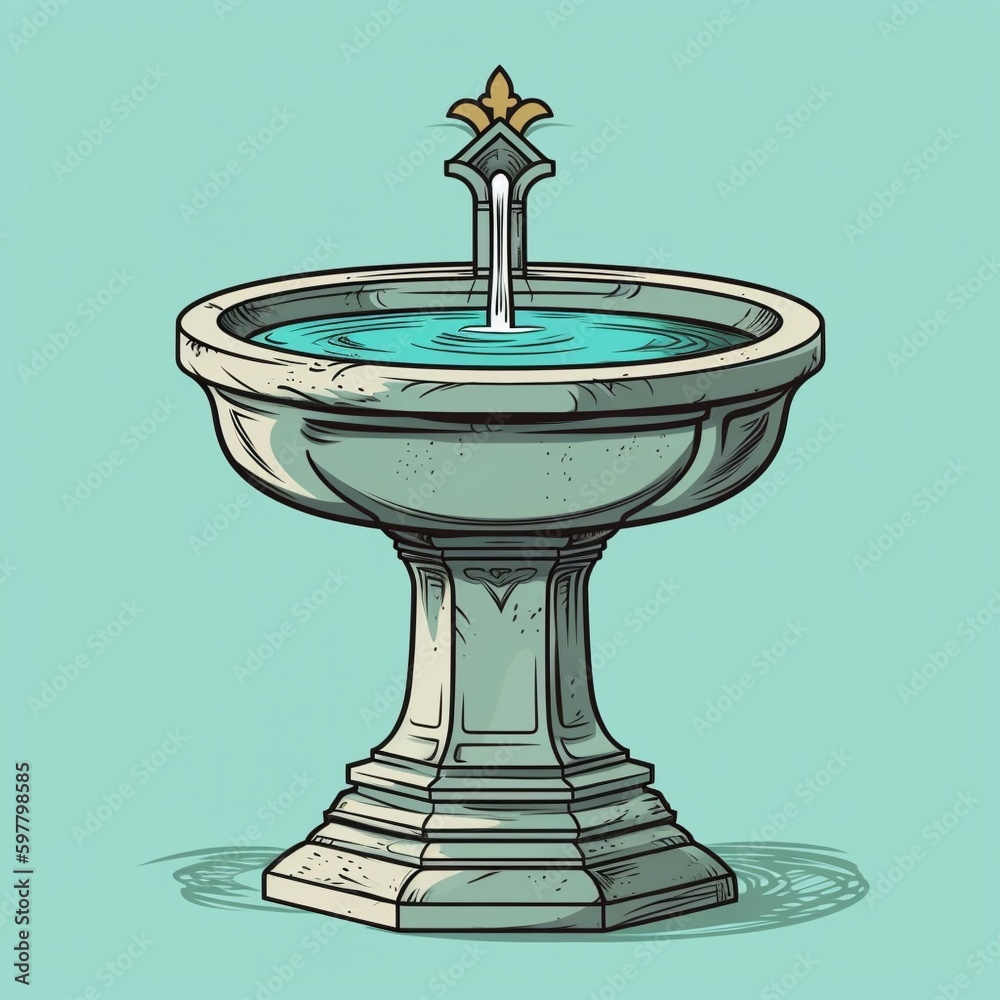 Cartoon baptismal font with water and significance Generative AI Stock Illustration | Adobe Stock