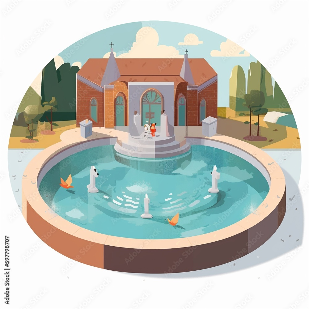 Cartoon baptismal pool with size, design, and symbolic significance in ...