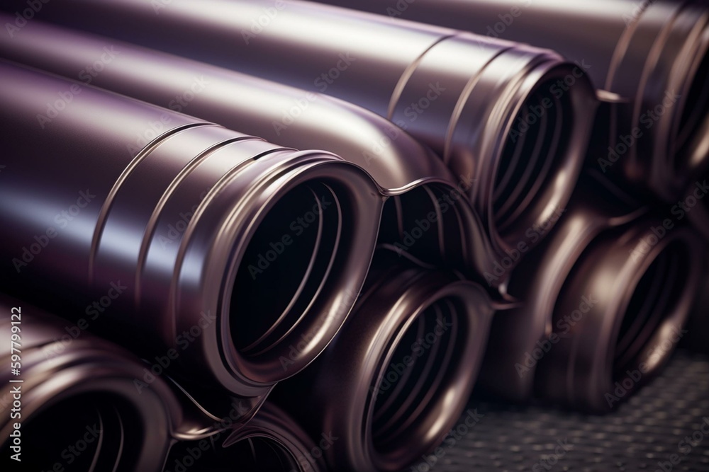 Smooth metallic and deep purple waves: refined industrial 3D render ...