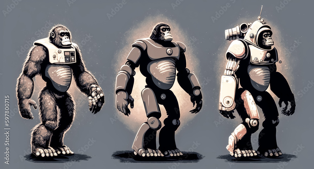 The evolution of a species from ape to robot was depicted in an image ...