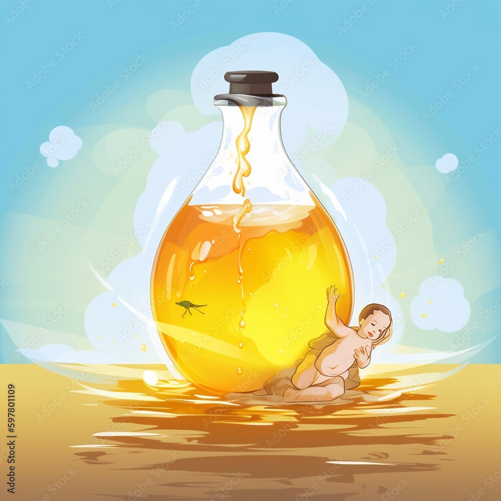 Cartoon baptismal oil with symbolic significance and usage in Christian ...