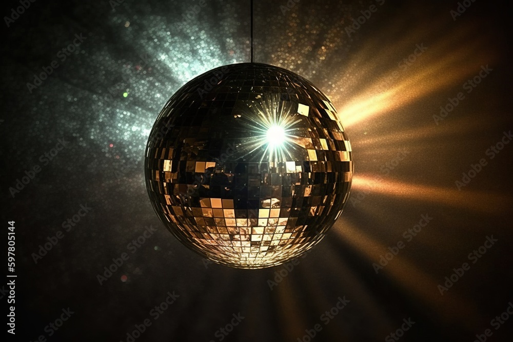 Disco ball on a dark background. Mirror ball with sparks of light ...