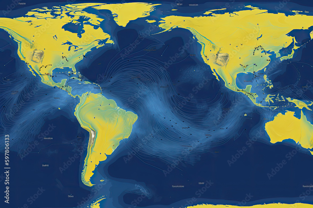 World map with weather forecast app. Weather prediction data on monitor ...