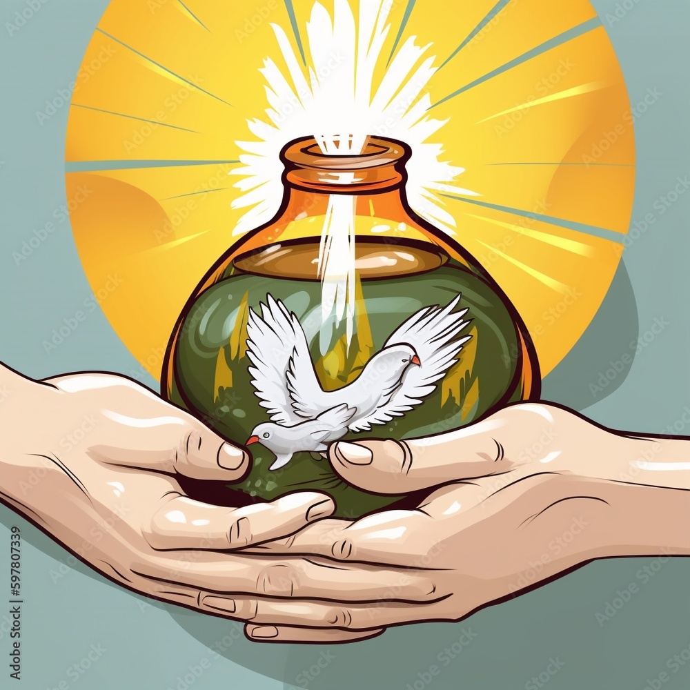 Cartoon baptismal oil with symbolism and anointing Generative AI Stock ...
