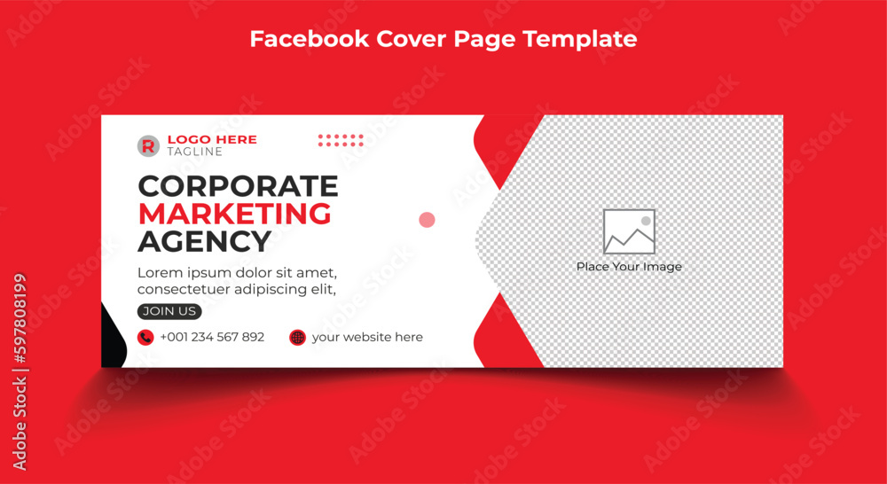 Facebook cover page design template. Stock Vector | Adobe Stock
