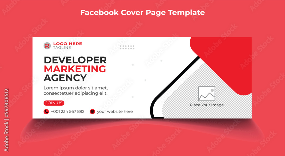 Facebook cover page design template. Stock Vector | Adobe Stock