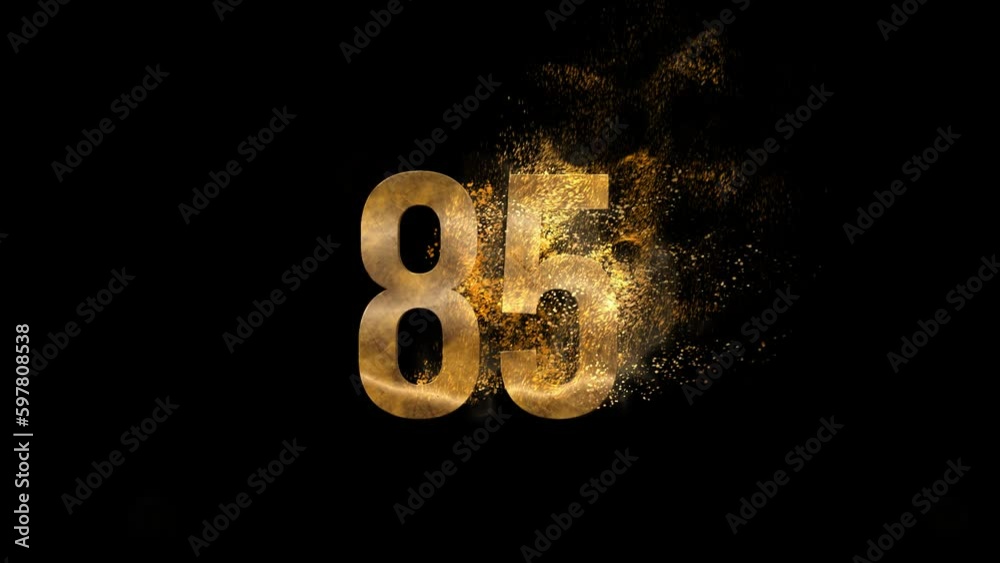 Golden number 85 from particles, numbering, eighty five, golden numbers, alpha channel 素材庫影片 ...