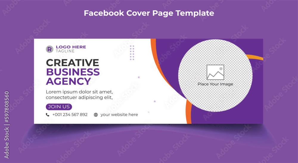 Facebook cover page design template. Stock Vector | Adobe Stock