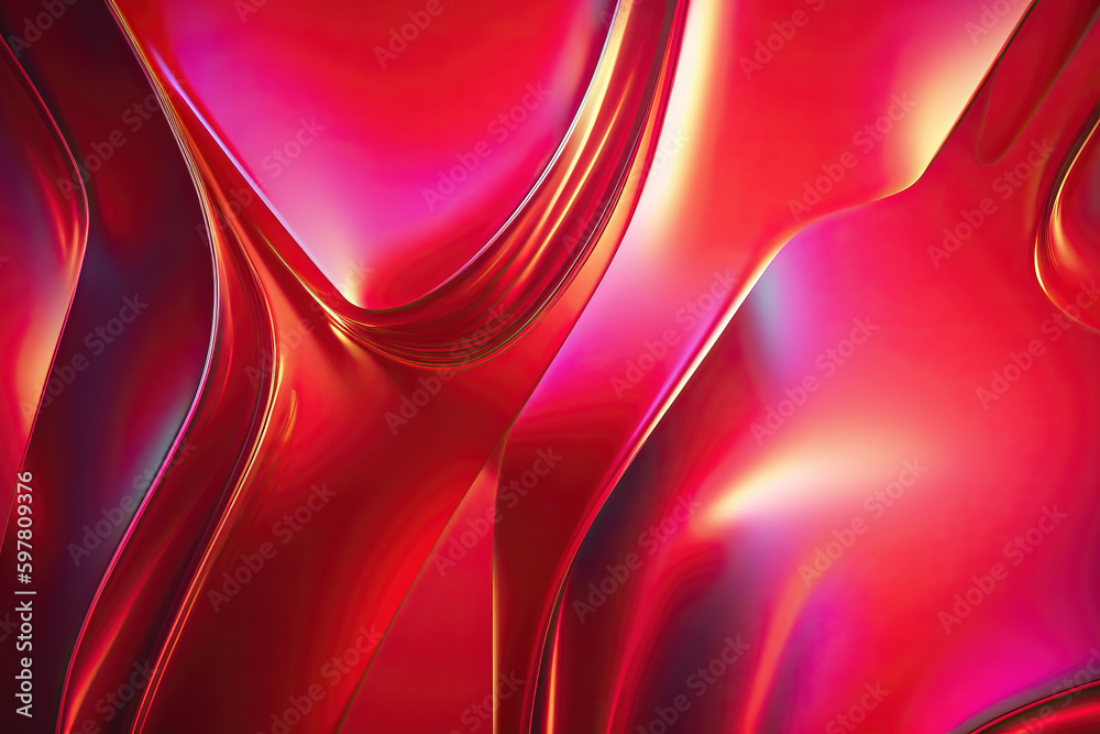 red Holographic texture foil effect. Hologram chrome abstract ...