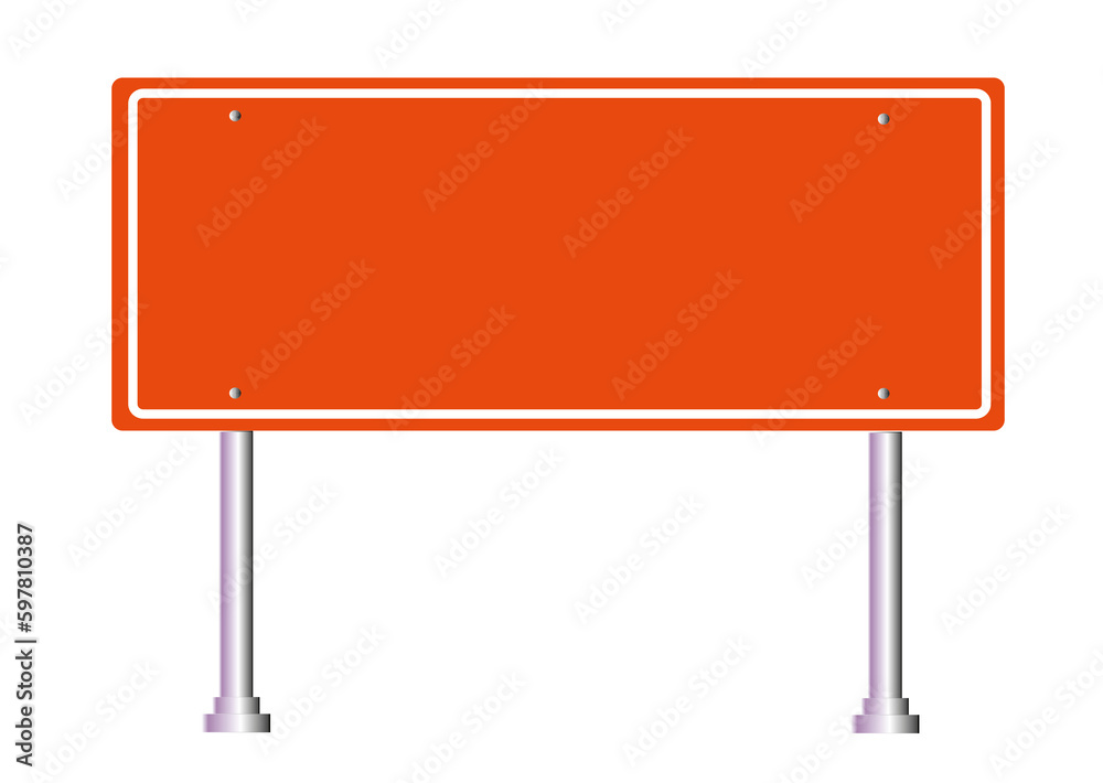 PNG. Blank orange traffic road sign isolated on transparent background ...