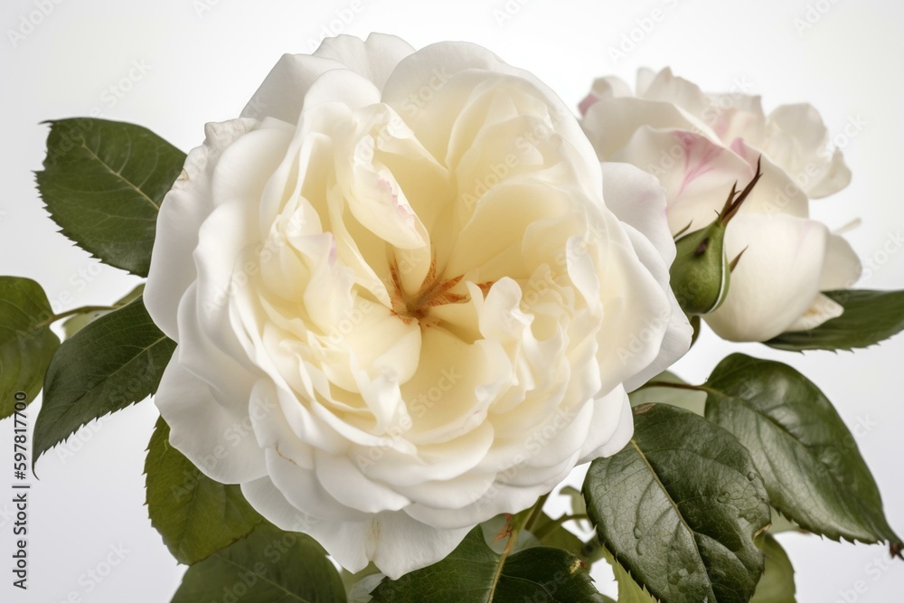 White Background Clipart Of An Ai Generated English Garden Rose Generative Ai Stock
