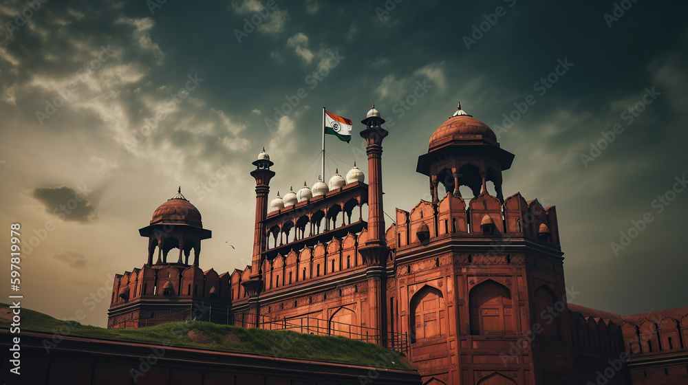 The red fort monument in New Delhi, India, its UNESCO World Heritage ...