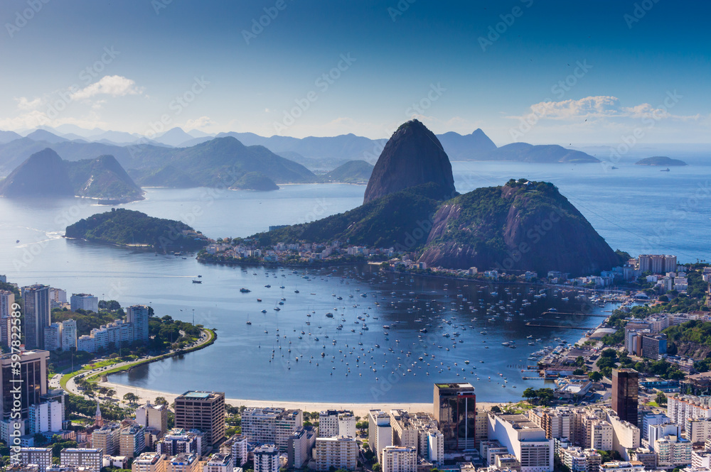 Vista Aérea da Praia de Botafogo com o Pão de Açúcar ao fundo foto de ...