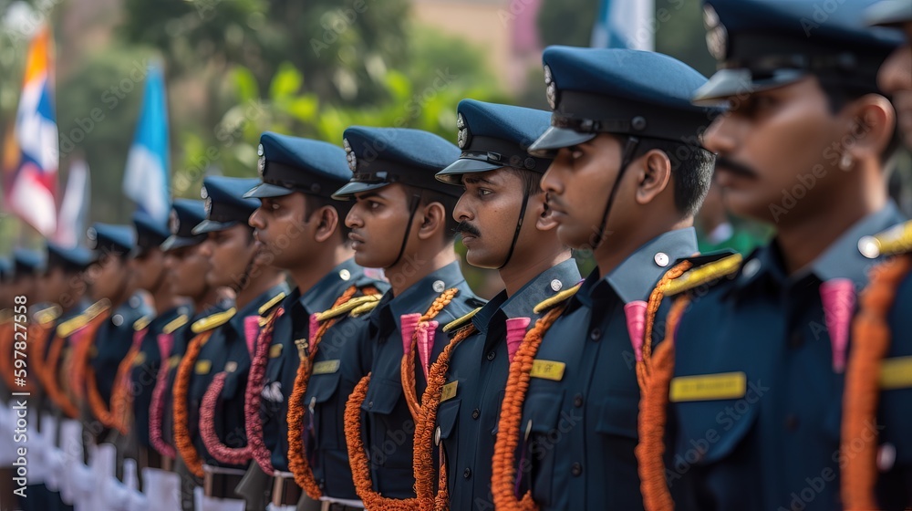 A mid-shot of a military parade showcasing India s armed forces, an ...