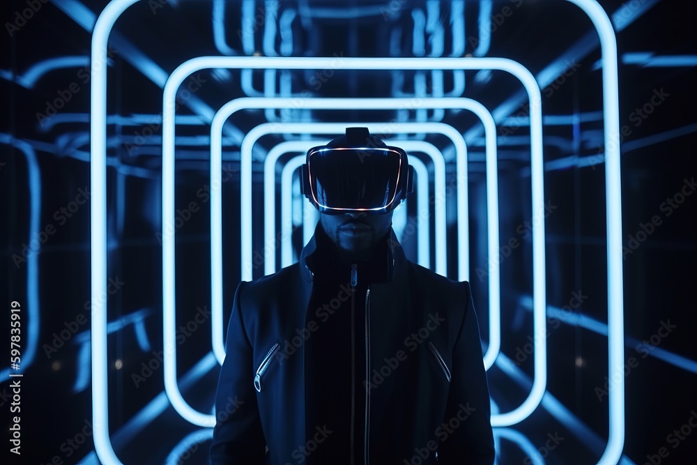 An arresting illustration of a person exploring the depths of a virtual ...