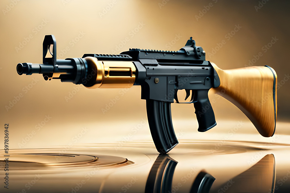custom golden AK47 Kalashnikov concept , AI render Stock Illustration ...