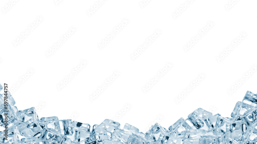 Poster Pile of ice cubes with transparent png background for food and ...